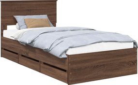 Rám postele se zásuvkou Hnědý dub 100 x 200 cm Inženýrské dřevo 3410741
