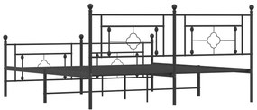 Kovový rám postele s hlavovým a nožním čelem černý 183 x 213 cm - Default Title