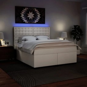 Box spring postel s matrací bílá 180x200 cm umělá kůže 3293033