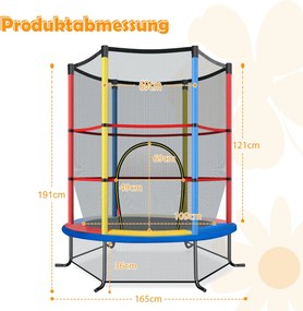 Costway Zahradní trampolína Ø165 cm s ochrannou sítí trampolína do 135 KG