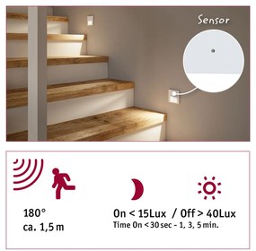 Paulmann 80002 Tsaro, svítidlo do stěny se senzorem, 1W LED 2700K, matná bílá, 8x8cm