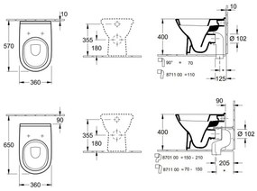 Villeroy & Boch 56571001 - Stojící WC O.NOVO keramika/bílá