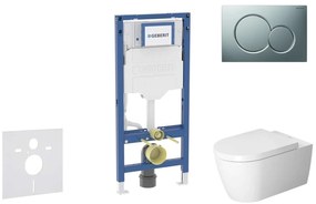 Geberit Duofix - Set předstěnové instalace, klozetu ME by Starck a sedátka softclose, tlačítko Sigma01, matný chrom SANI11CP2110