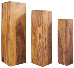Massive home | 3 Set odkládací stolek Makassar 80 cm masiv sheesham
