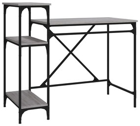 vidaXL Psací stůl s policemi šedý sonoma 105x50x90cm kompozit a železo
