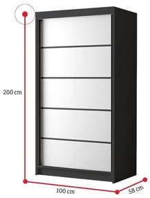 Šatní skříň LIVIO 4, 96,8x200x58,1, bílá/černá