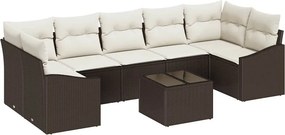 Set pohovek Hnědá a krémová 55 x 55 x 37 cm polyratan 3346638