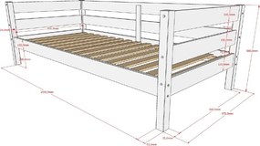 Bílá dětská postel z borovicového dřeva s výsuvným lůžkem s roštem 90x200 cm Margrit – Vipack