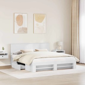 Rám postele s čelo Bílá 180 x 200 cm Kompozitní dřevo 3408732