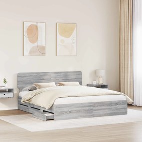 Rám postele s čelo Šedá Sonoma 200 x 200 cm Dřevěný materiál 3412155