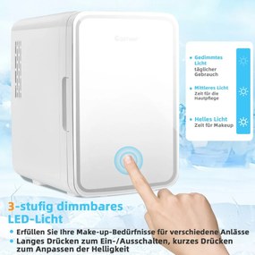 Costway Mini lednice 10 l přenosná lednice s LED zrcadlem – 23 × 28 × 34 cm