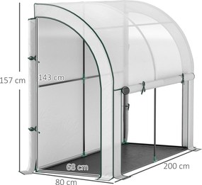 Outsunny skleník s rolovacími dveřmi, zimní skleník z ocelové fólie, skleník na balkon, zahrada, rajčatový skleník s UV ochranou 200x80x157cm rajčato…