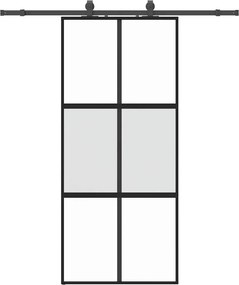 Posuvné dveře se sadou kování černé 90x205 cm Tvrzené sklo 3375824