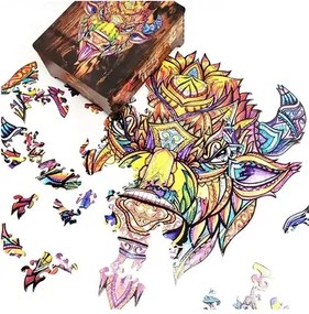 Dřevěné puzzle Bizon XL / 137 dílků / dárková krabička