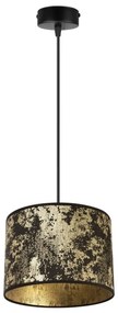 Závěsné svítidlo WERONA 2, 1x černé/zlaté textilní stínítko, (fi 20cm), G