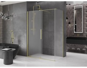 Mexen Velar, sprchový kout s posuvnými dveřmi 130 x 70 cm, 8mm sklo námraza, zlatá matná, 871-130-070-31-55