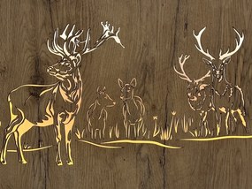 Li-Go "Jeleni" světelný obraz 230V 90x40 cm provedení povrchu: dub světlý