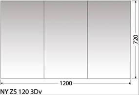 INTEDOOR zrcadlová skříňka bez osvětlení NY ZS 120 3Dv Varianta: A0025 Magnolia LESK