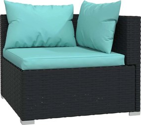 vidaXL 4dílná zahradní sedací souprava s poduškami polyratan [3101673] Barva: Černá a modrá water blue