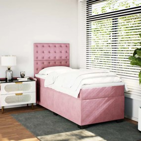 Box spring postel s matrací růžová 100x200 cm samet 3290851