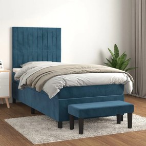 Box spring postel s matrací tmavě modrá 80 x 200 cm samet 3137933