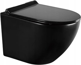 Závěsné WC LENA RIMLESS - černé matné + Duroplast sedátko slim
