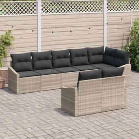 Set pohovek 8 ks Světle šedá polyratan 3346772