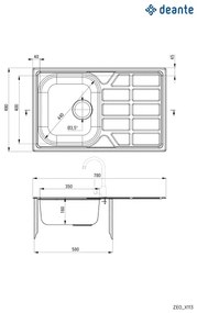 Deante ZEO_0113 - Kuchyňský dřez SOUL 49x78 cm satin