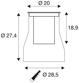 LA 1009168 DASAR® L svítidlo do země, asymetrické, 3000K, 70°/40°, IP65/IP67, kulaté, nerezová ocel / černá - BIG WHITE (SLV)