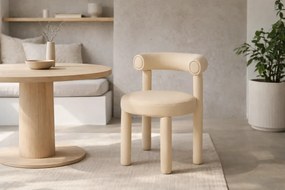 Designová jídelní židle Leith umělá kůže krémová