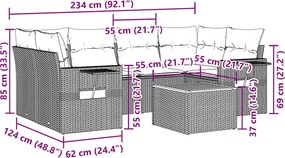 7dílná zahradní sedací souprava s poduškami černá polyratan 3256791
