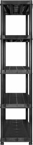 Úložný regál 5patrový černý 340 x 40 x 185 cm plast 3059861