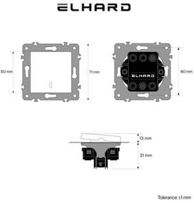 Elhard Tlačítko Royal č.1/0So s LED kontrolkou, bílé YK1382W