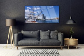 akrylový obraz Loďka Moře Město Krajina Město Krajina 120x60 cm