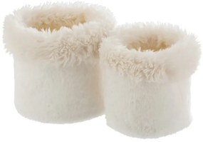 Sada 2 bílých chlupatých obalů na květináče Plush pots – Ø 27 *25 cm