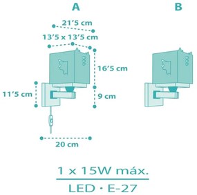 Dalber 64389 - Dětské nástěnné svítidlo LITTLE DRAGON 1xE27/15W/230V