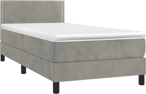 Box spring postel s matrací světle šedá 80 x 200 cm samet 3141209