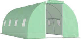Fóliový skleník, průchozí, 8 oken se sítí proti hmyzu, robustní fólie, ocelový rám, 6 x 3 x 2 m, zelený