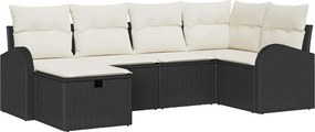 Set pohovek 6 ks Černá a krémová polyratan 3359076