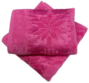 Žakárový froté ručník růžový hvězdička 50x90cm TiaHome