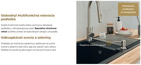 Sink Quality Sink55, kuchyňský granitový dřez 780x460x215 mm + zlatý sifon, šedá, SKQ-SINK.D.1KDOL.XG