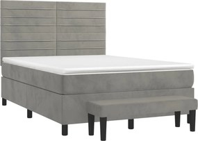 Box spring postel s matrací světle šedá 140x200 cm samet 3137905