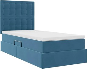 Postel s úložným prostorem a matrací Tmavě modrá 90 x 200 cm 3372127