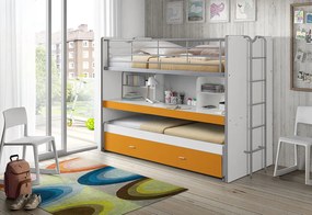 Patrová postel s výsuvným stolkem a šuplíkem oranžová 160cm 90x200cm