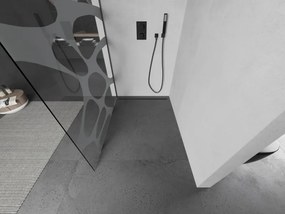 Mexen Kioto L, sprchová zástěna Walk-In 100 x 200 cm, 8mm čiré sklo bílý vzor, ​​grafitový profil, 800-100-103-66-97