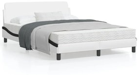 Rám postele s čelem bílý a černý 140 x 190 cm umělá kůže - Default Title