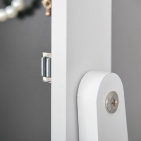 HOMCOM LED šperkovnice se zrcadlem, zrcadlová skříňka, stojací zrcadlo, police na šperky, nastavitelný zrcadlo, krémově bílá, výška 136 cm