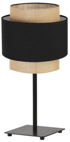 Stolní lampa Boho, 1x jutové/černé textilní stínítko