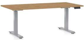 Výškově nastavitelný stůl OfficeTech D, 160 x 80 cm, šedá podnož, dub kamenný