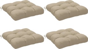 Souprava 4 zahradních polštářů Outsunny, prošívané venkovní polštáře, 10 cm výplň s vázáním, rozměr 48Š x 48H cm, Khaki | Aosom